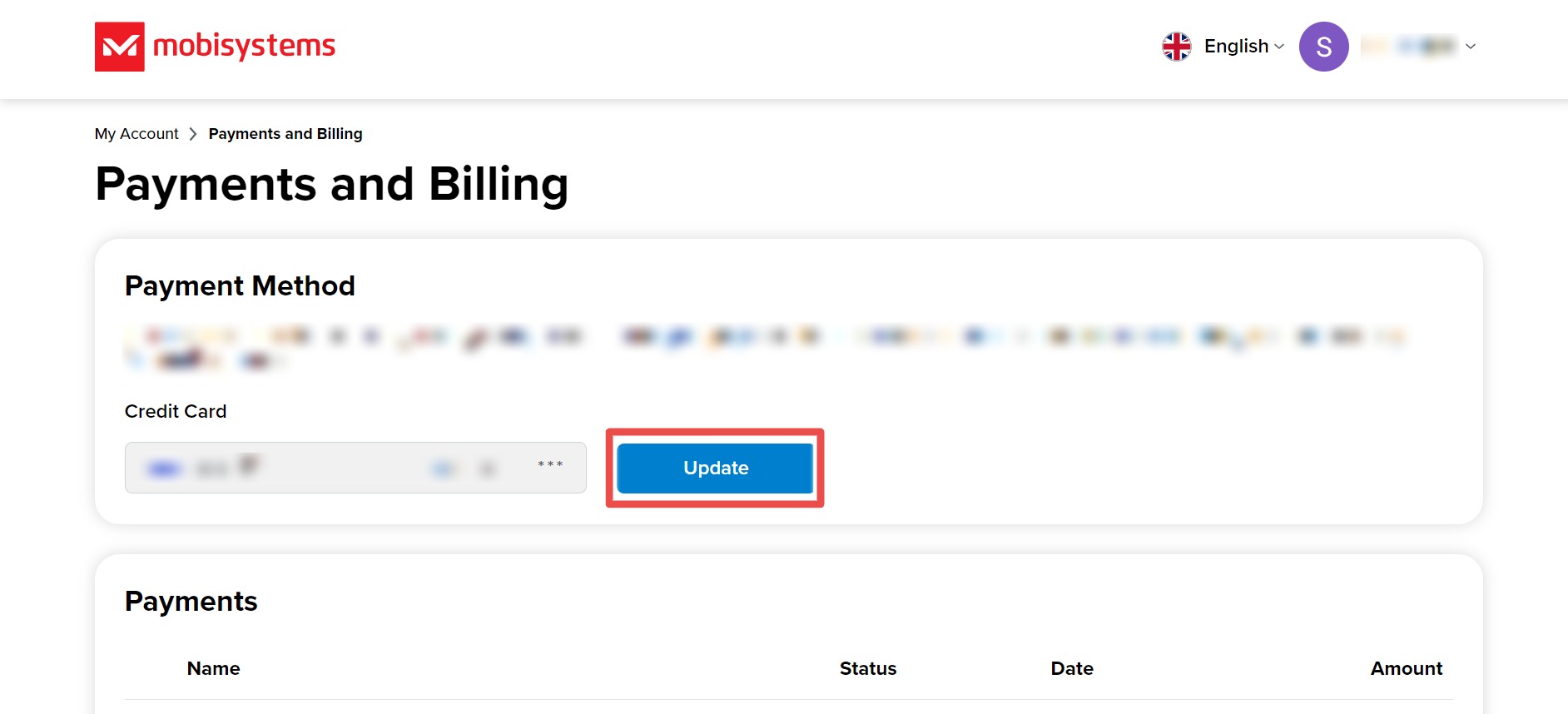 Как да актуализирате метода си на плащане в профила си в MobiSystems – MobiSystems