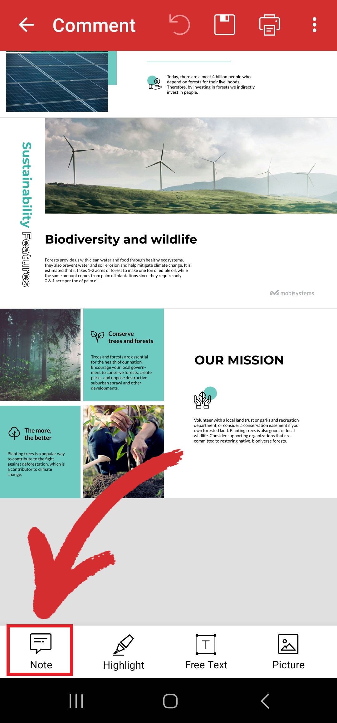Cómo añadir comentarios e imágenes a un PDF en Android – MobiSystems