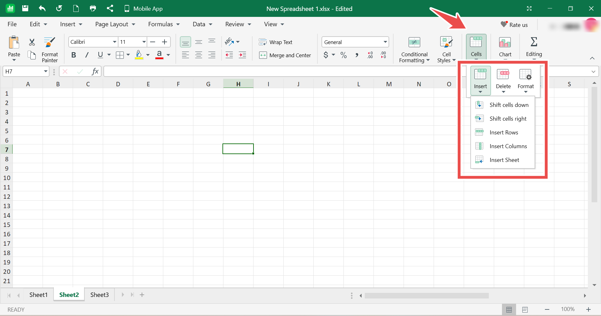 Insert or Delete Cells, Rows, Columns in MobiSheets – MobiSystems