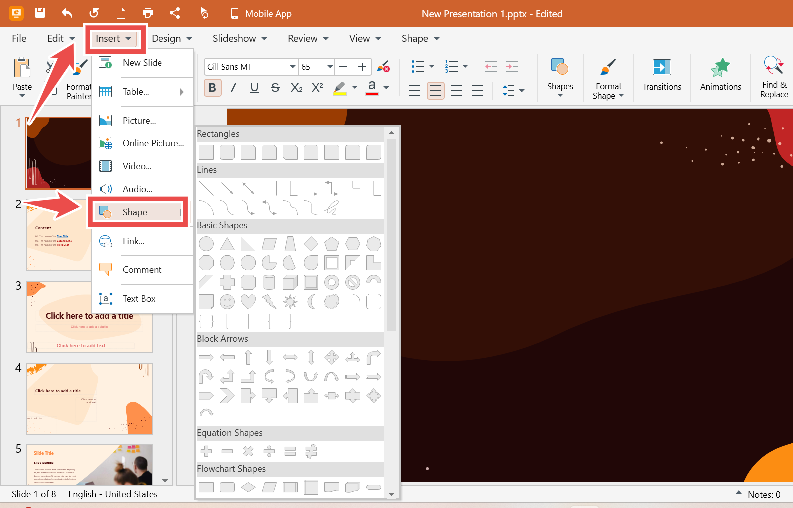 Add Text to a Shape or a Text Box in MobiSlides – MobiSystems