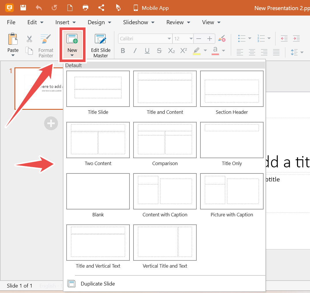 Apply or Change a Slide Layout in MobiSlides – MobiSystems