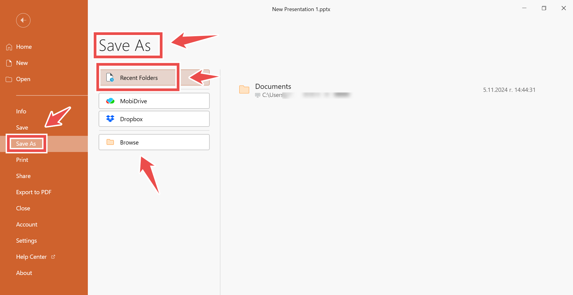 Create and Save a MobiSlides Presentation to MobiDrive – MobiSystems