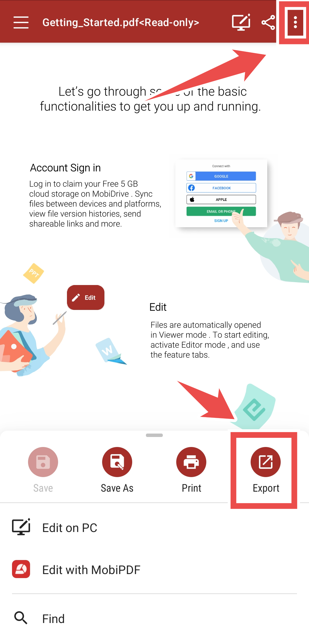 Converter PDF em .xls – MobiSystems