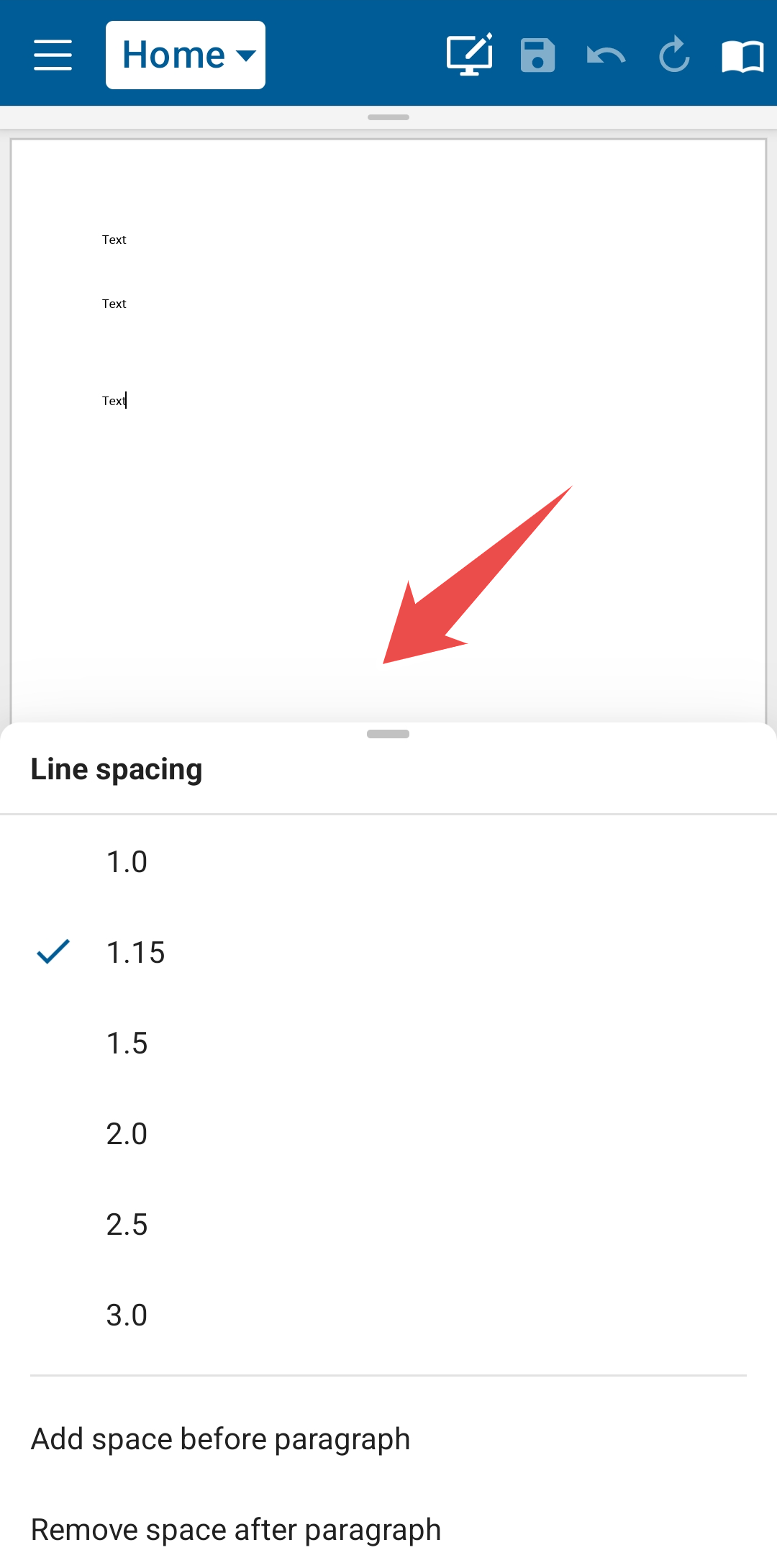 Alterar o espaçamento entre linhas no MobiDocs – MobiSystems