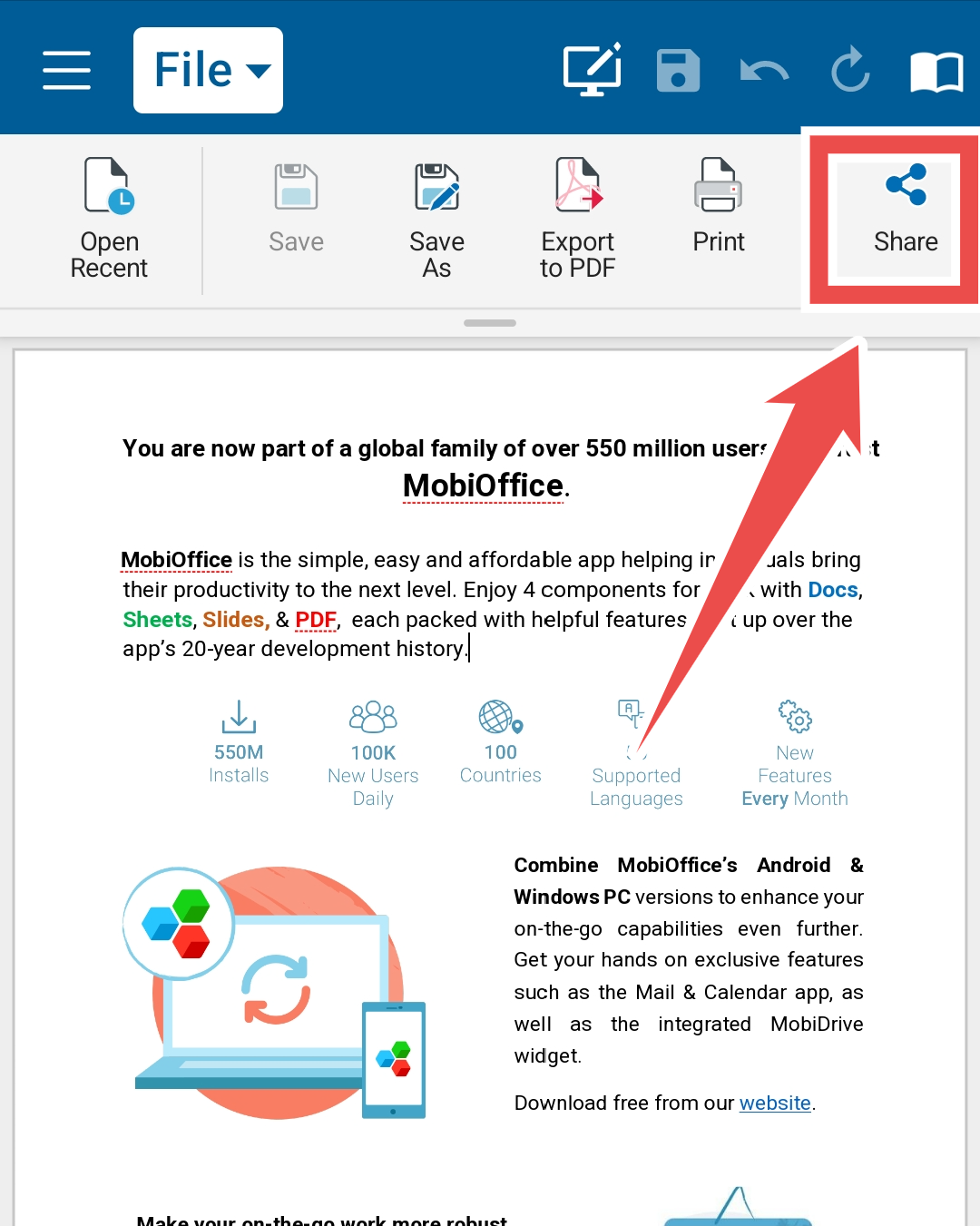 Comment partager un document dans MobiDocs ? – MobiSystems