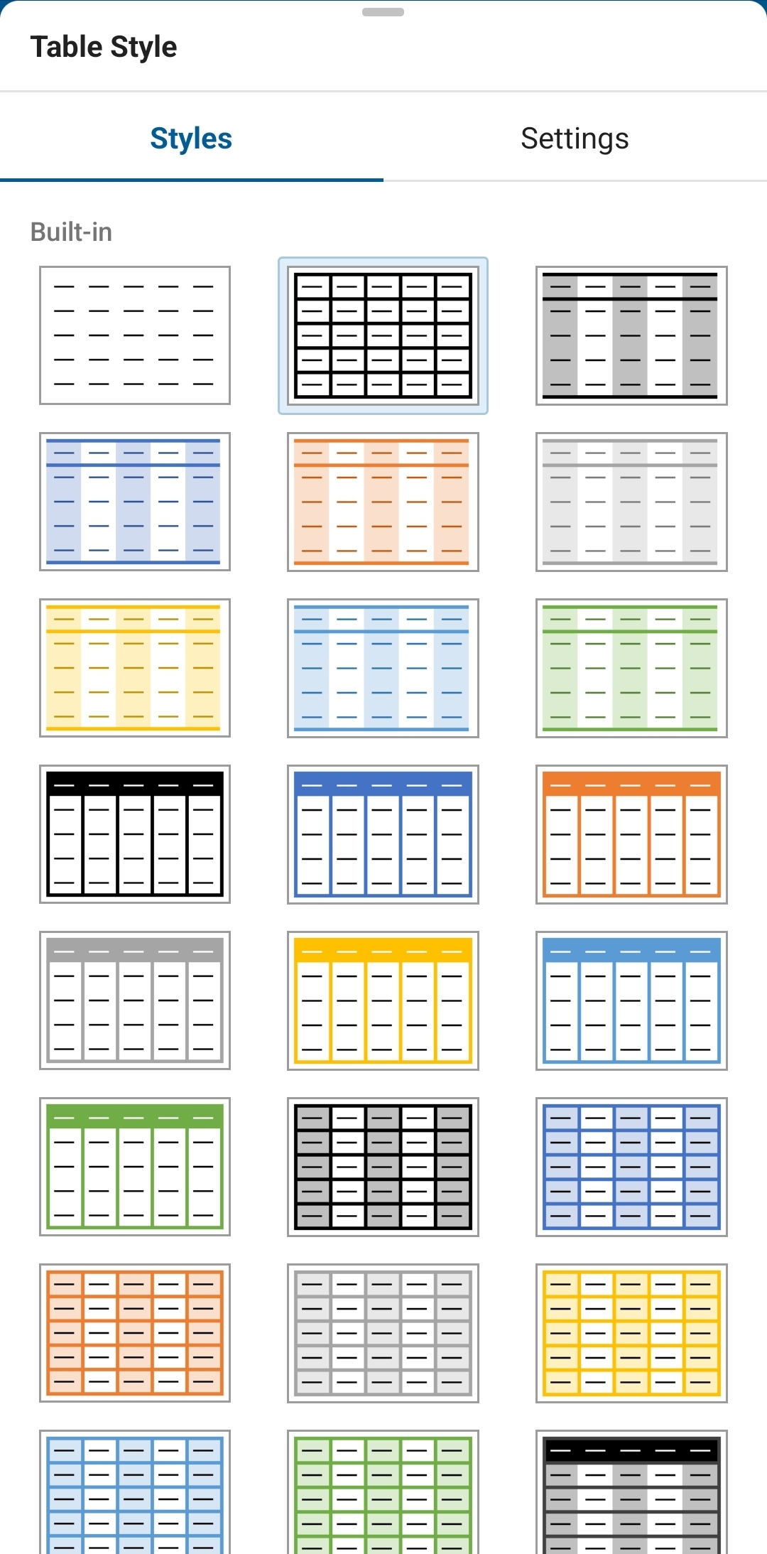 Estilos de tabla en MobiDocs – MobiSystems