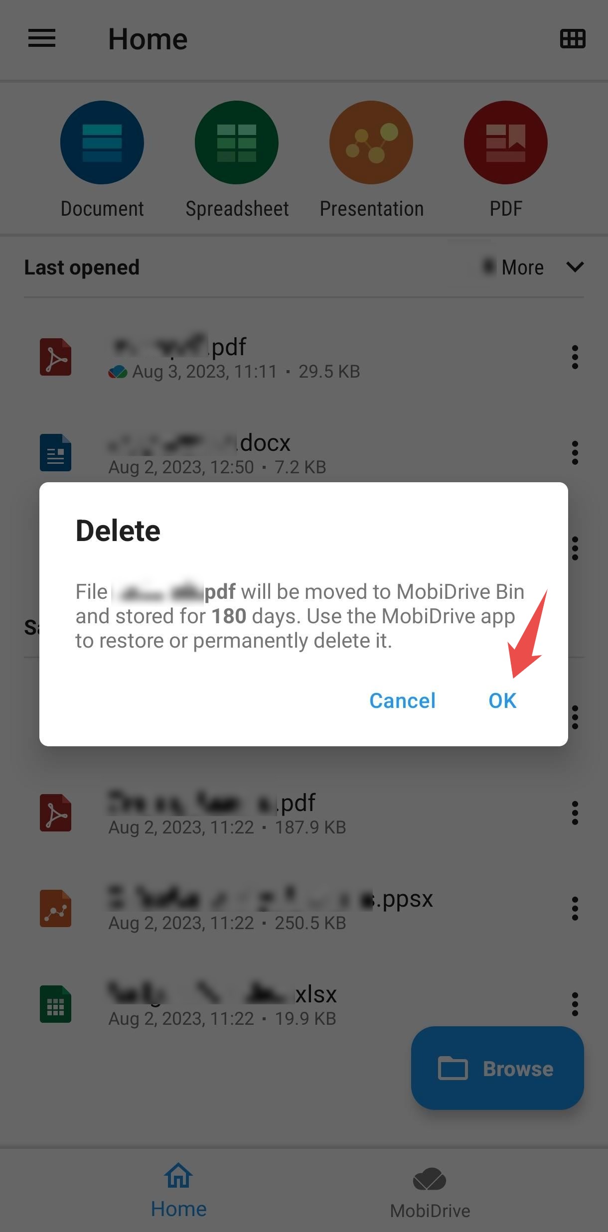¿Cómo eliminar un archivo en MobiOffice Android? – MobiSystems