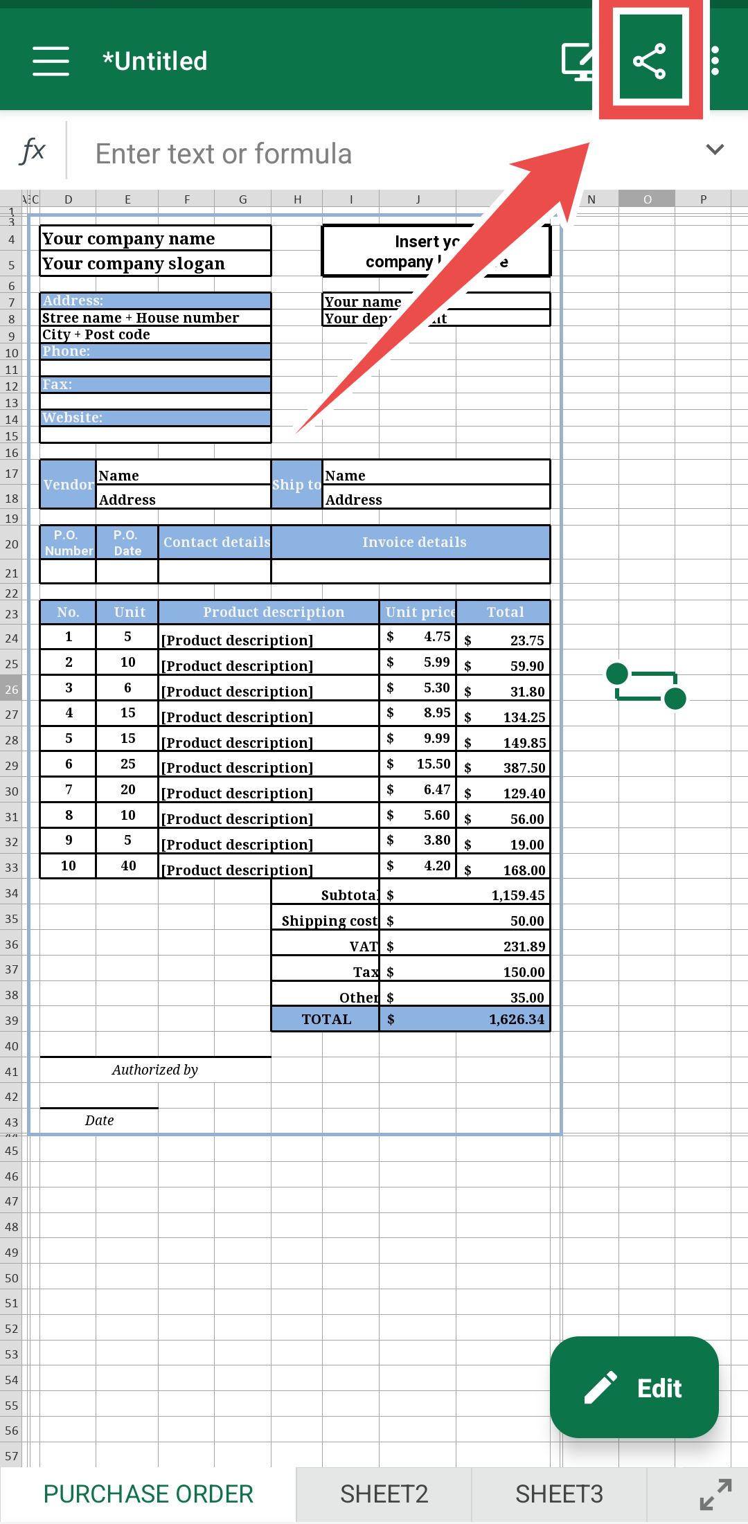 Share a Spreadsheet in MobiSheets – MobiSystems