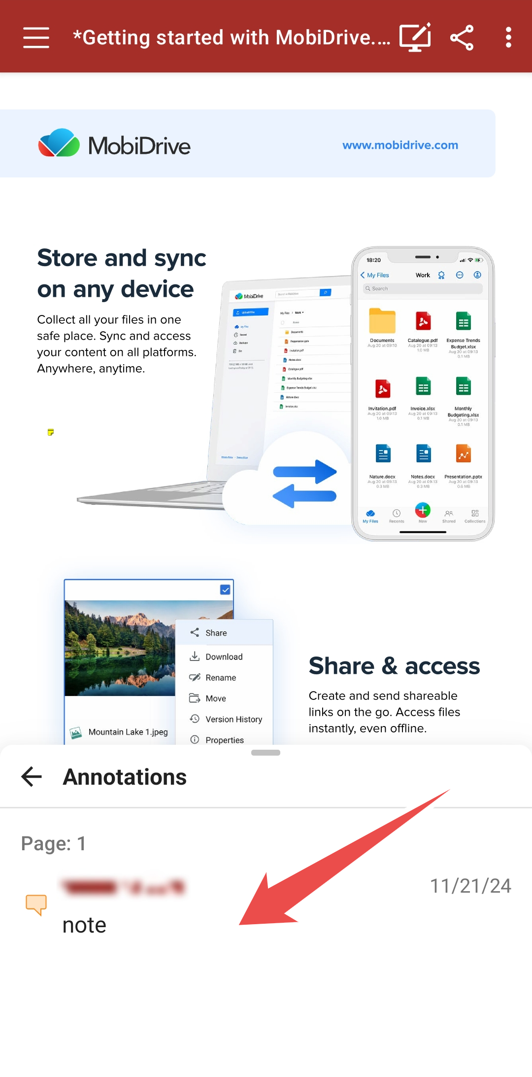 Insérer, supprimer ou modifier un commentaire dans un MobiOffice PDF – MobiSystems