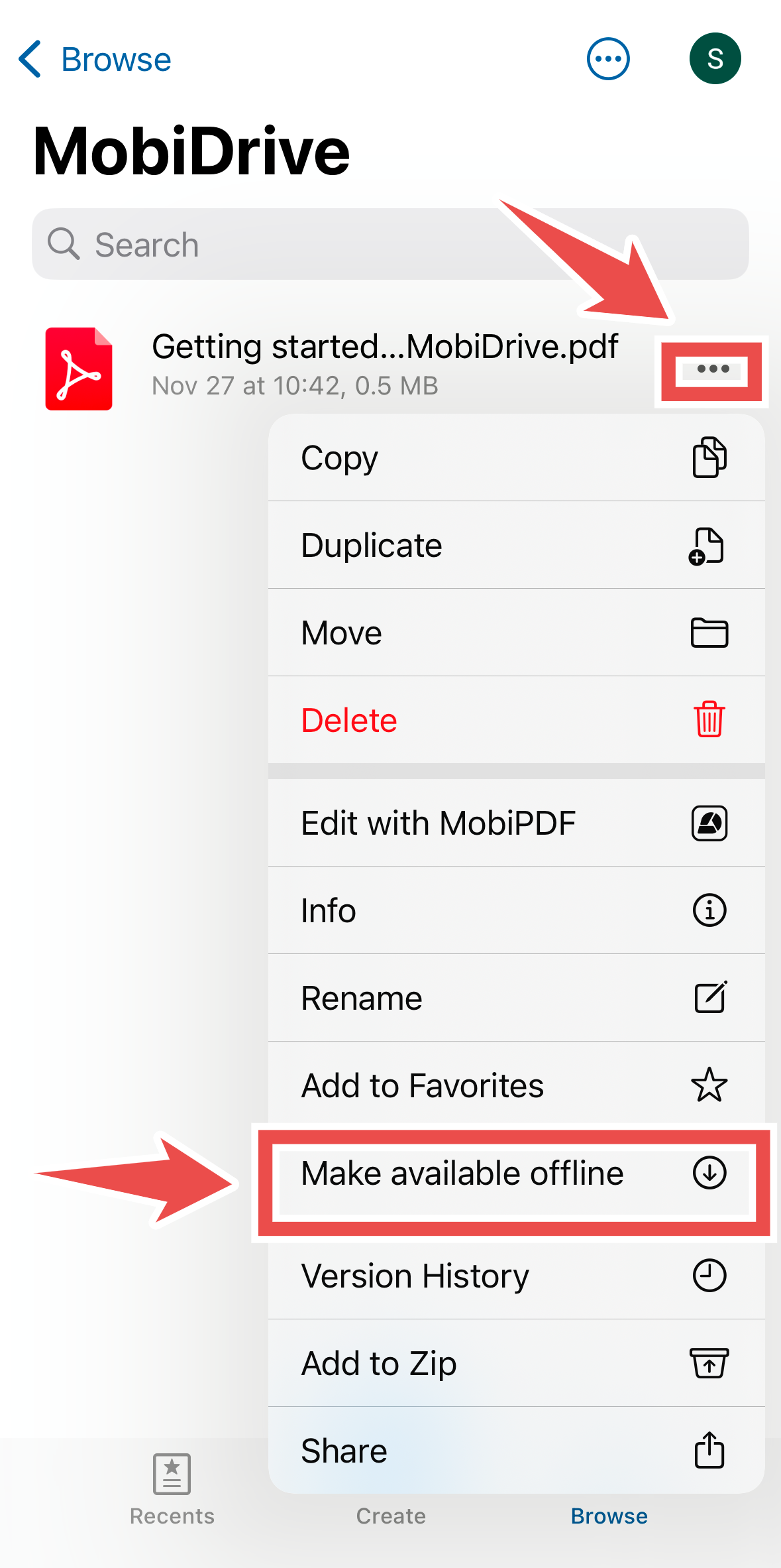 Make your MobiDrive files available offline – MobiSystems