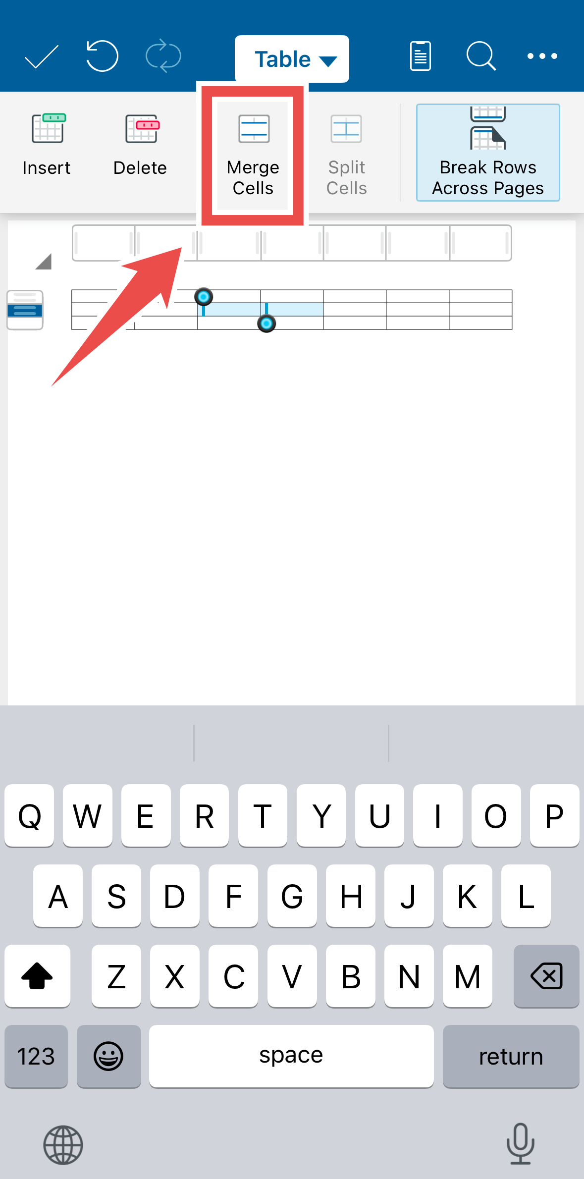 Unire o dividere le celle di una tabella in MobiDocs – MobiSystems