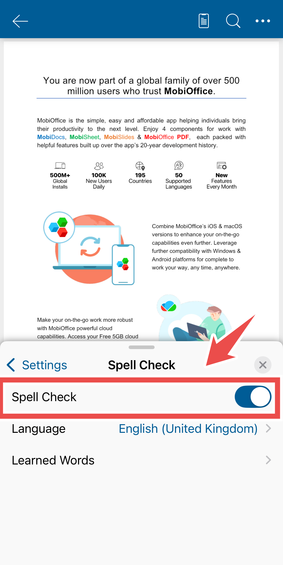 Spell Check in MobiDocs – MobiSystems