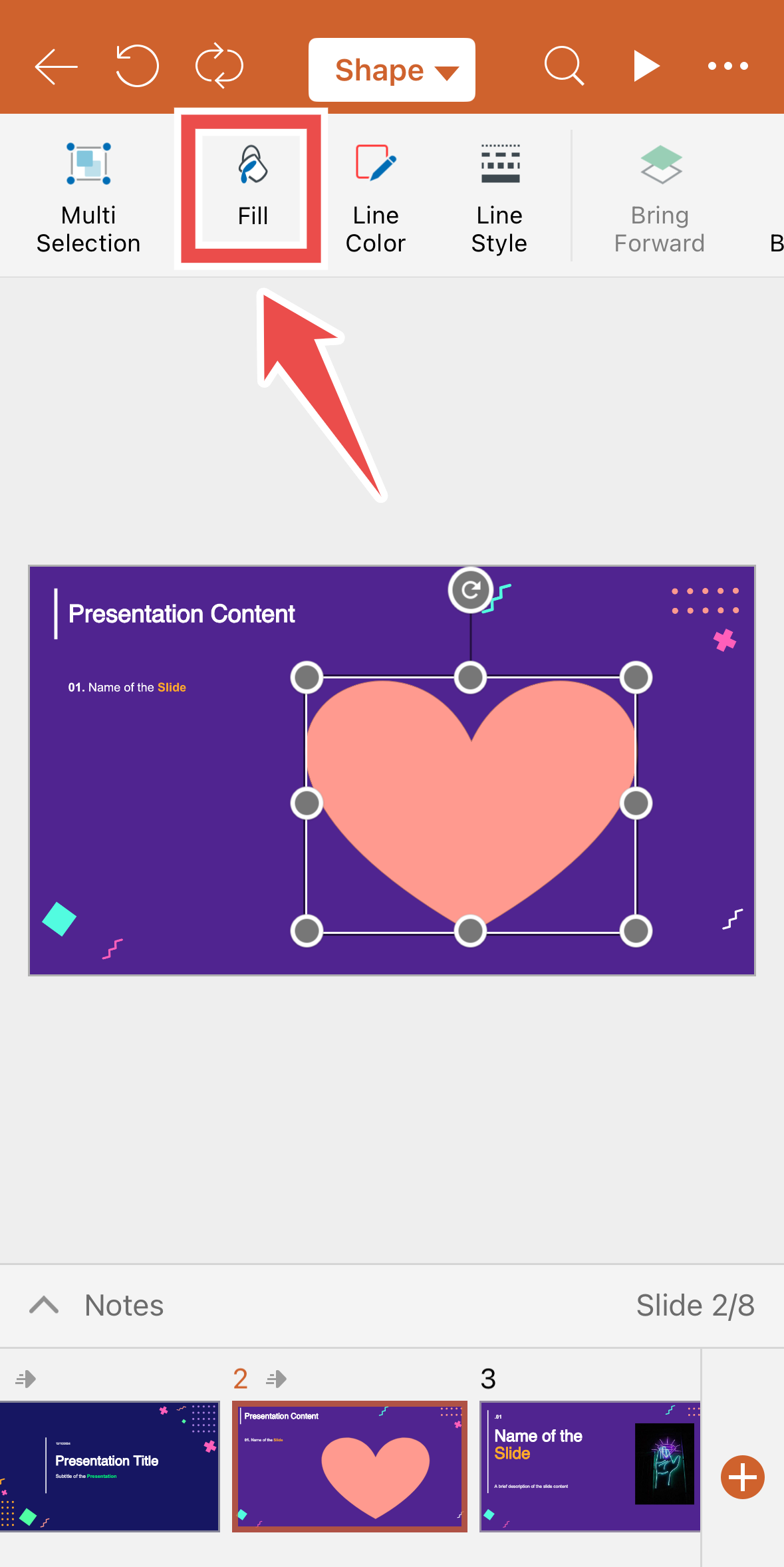 Changer la couleur de remplissage d'un objet dans MobiSlides – MobiSystems