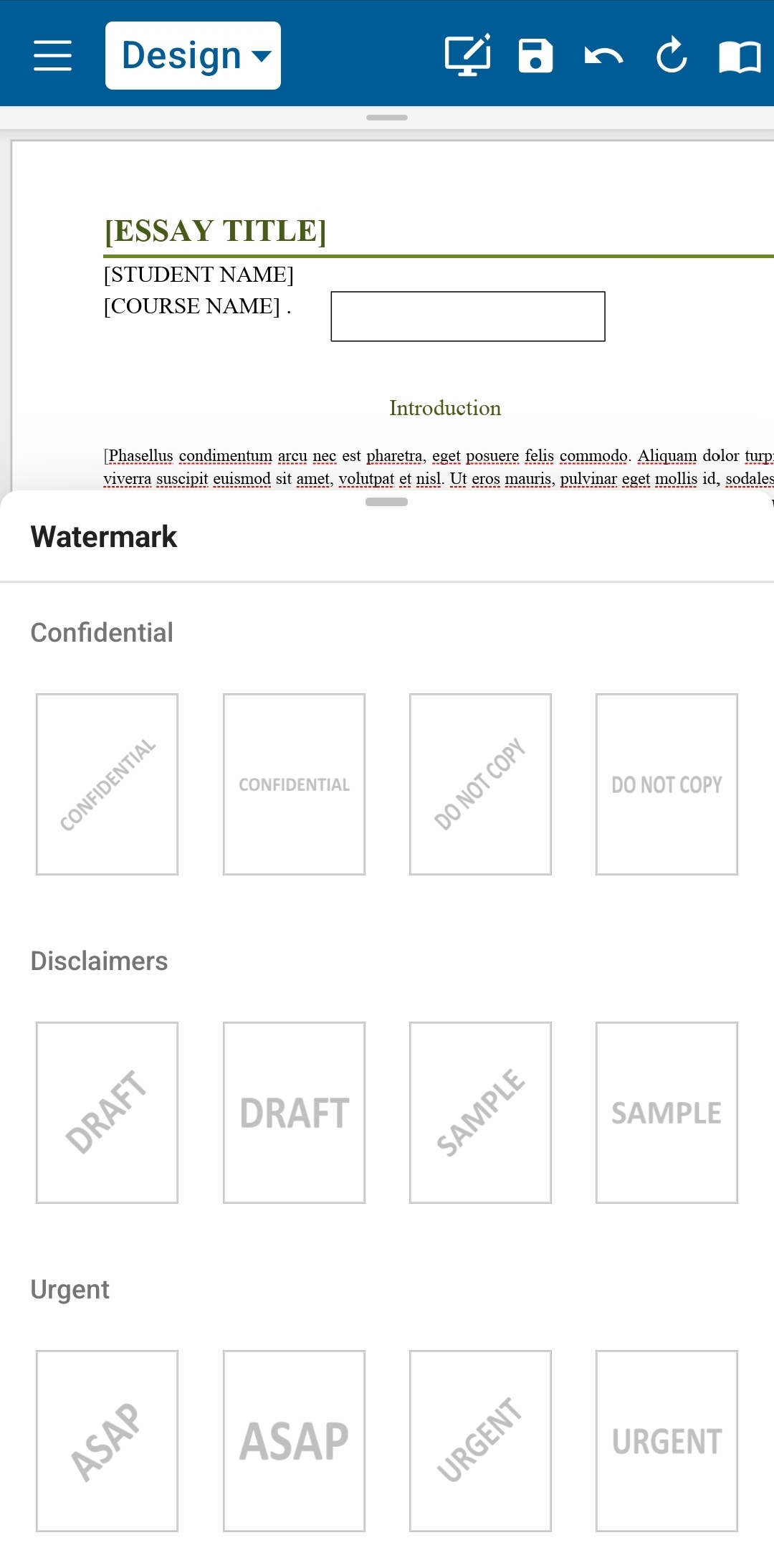 Insert or Remove a Watermark in MobiDocs – MobiSystems