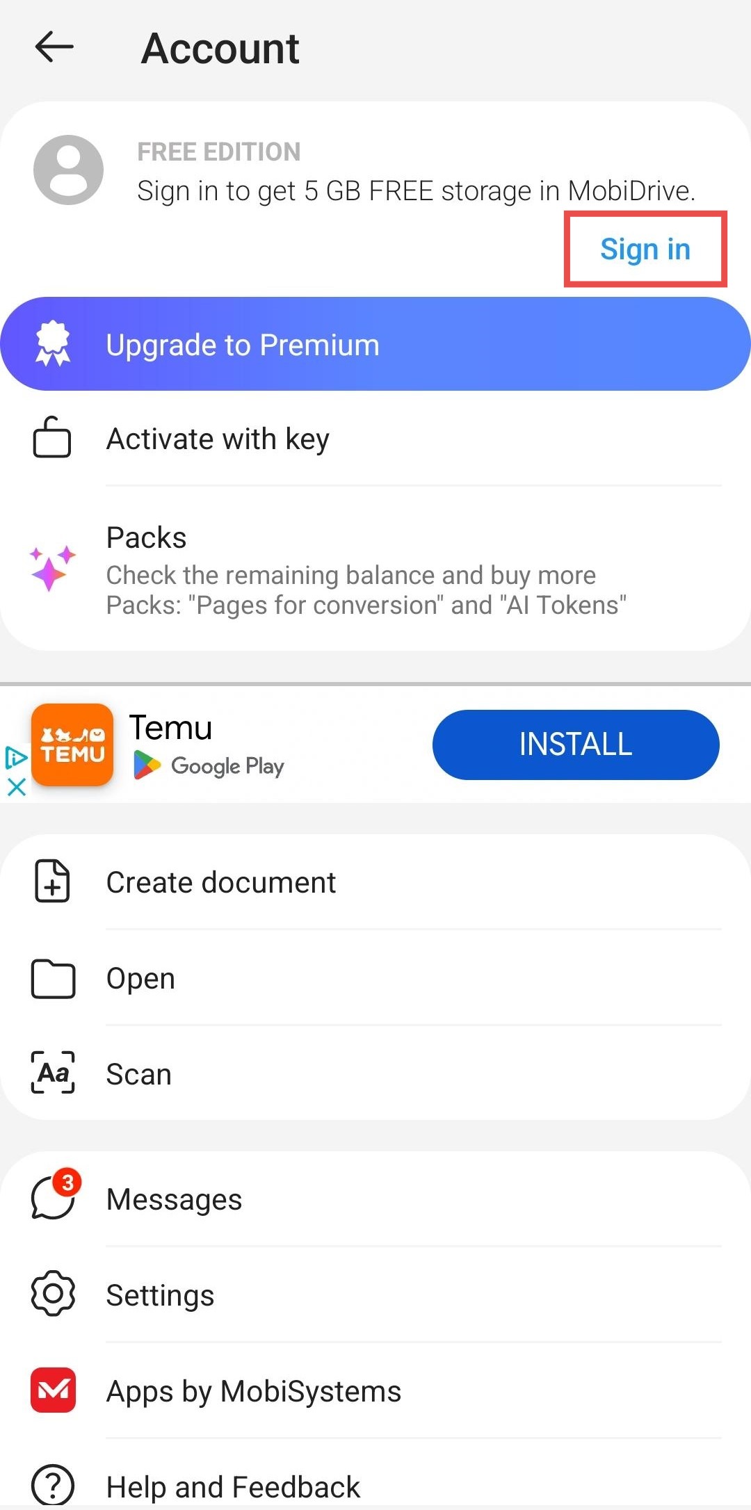 Configuración de MobiOffice Premium en Android – MobiSystems