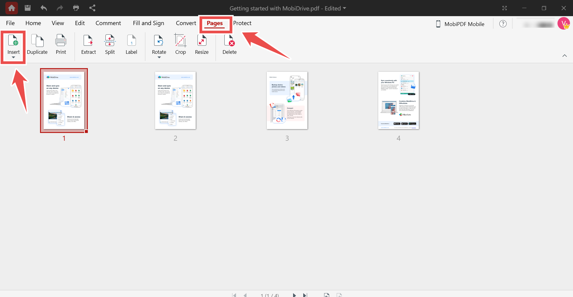 How to insert PDF pages on Windows – MobiSystems