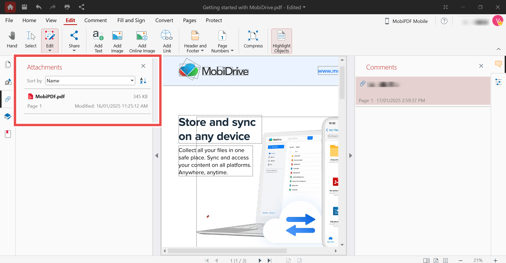 How to add attachments to a PDF on Windows – MobiSystems