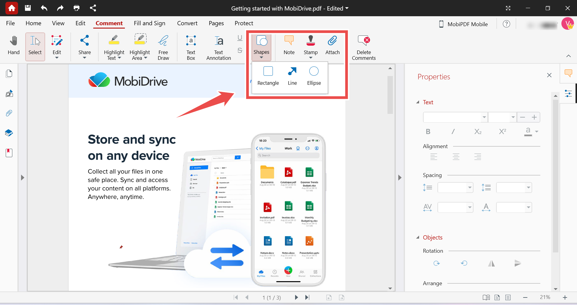 Cómo añadir formas a un PDF en Windows – MobiSystems