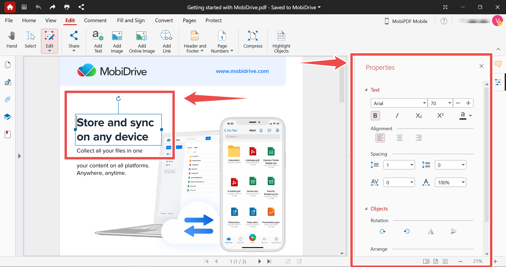 So ändern Sie die PDF-Schrifteigenschaften unter Windows – MobiSystems