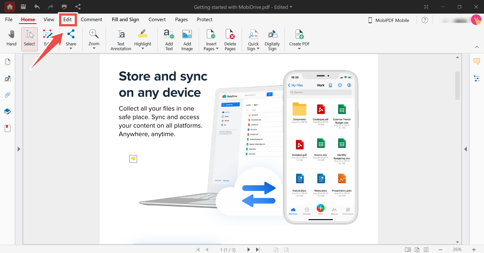 Cómo editar texto PDF en Windows – MobiSystems