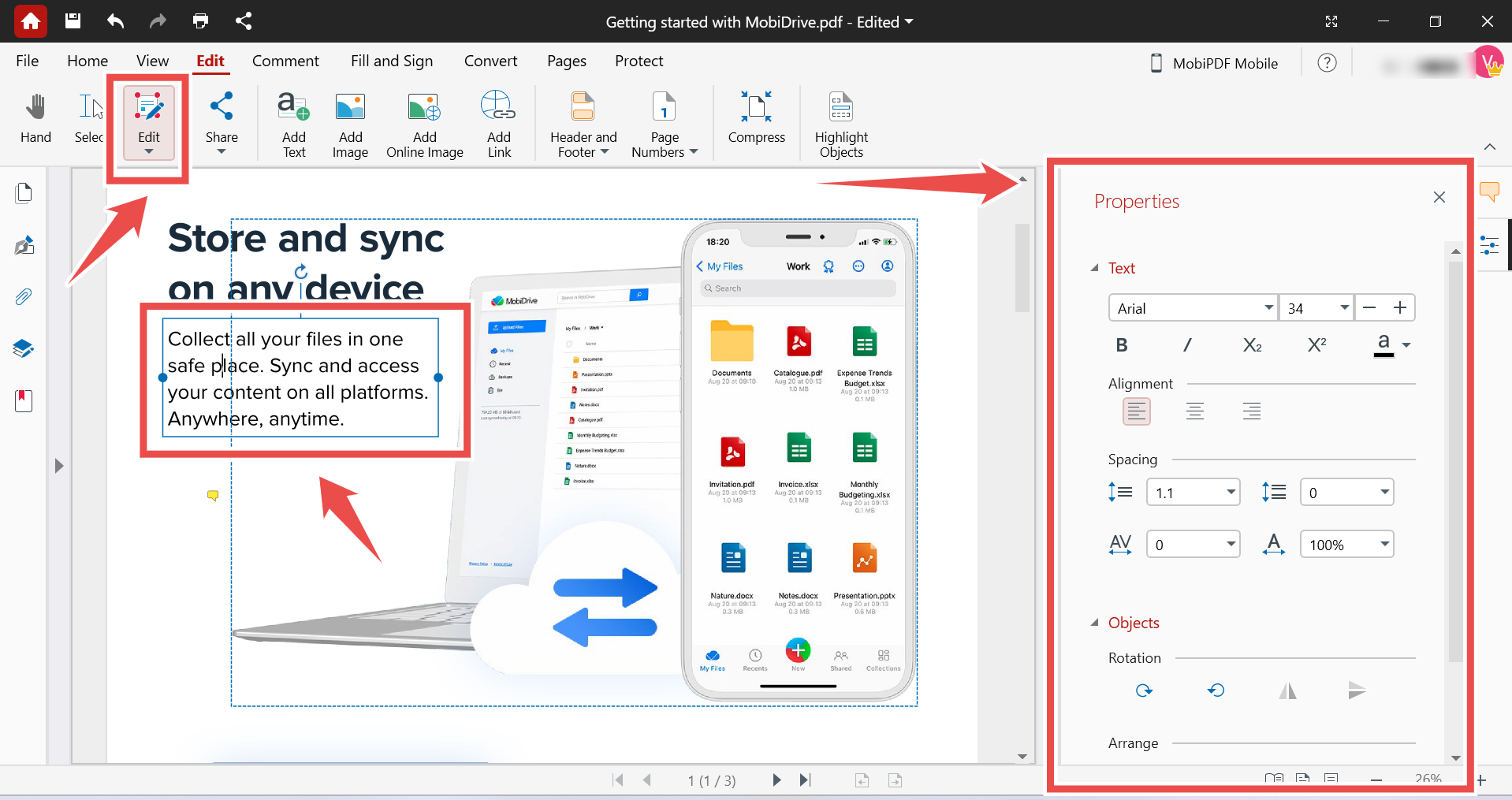 Cómo editar texto PDF en Windows – MobiSystems