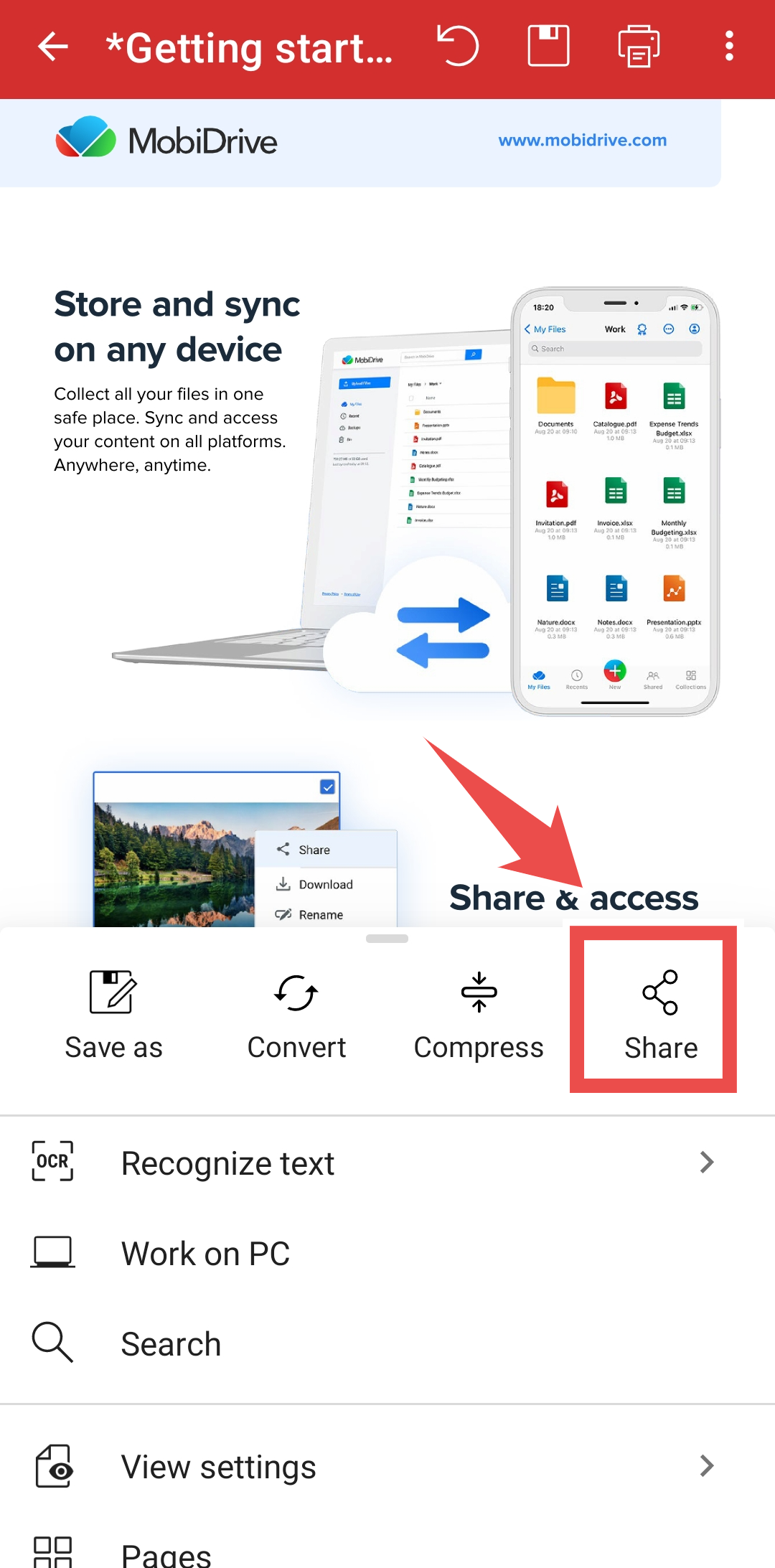 Come condividere un PDF su Android – MobiSystems