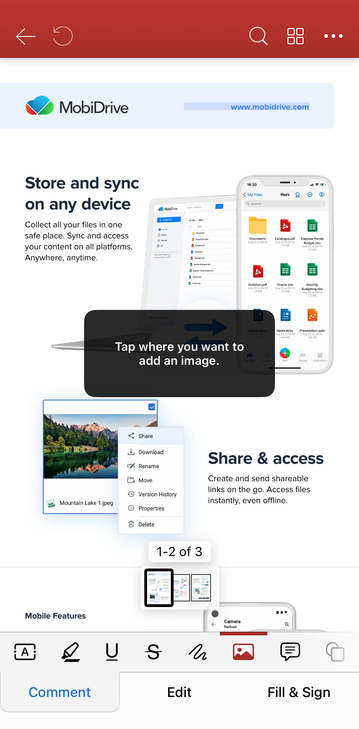 Cómo añadir una imagen a un PDF con MobiPDF en iOS – MobiSystems