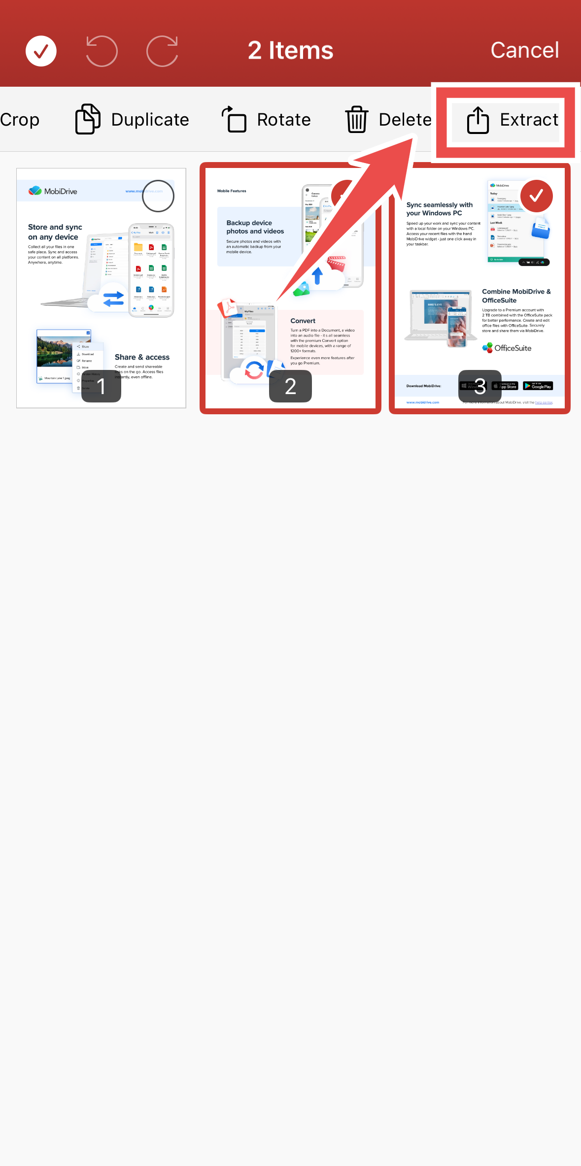 Cómo extraer páginas PDF con MobiPDF en iOS – MobiSystems