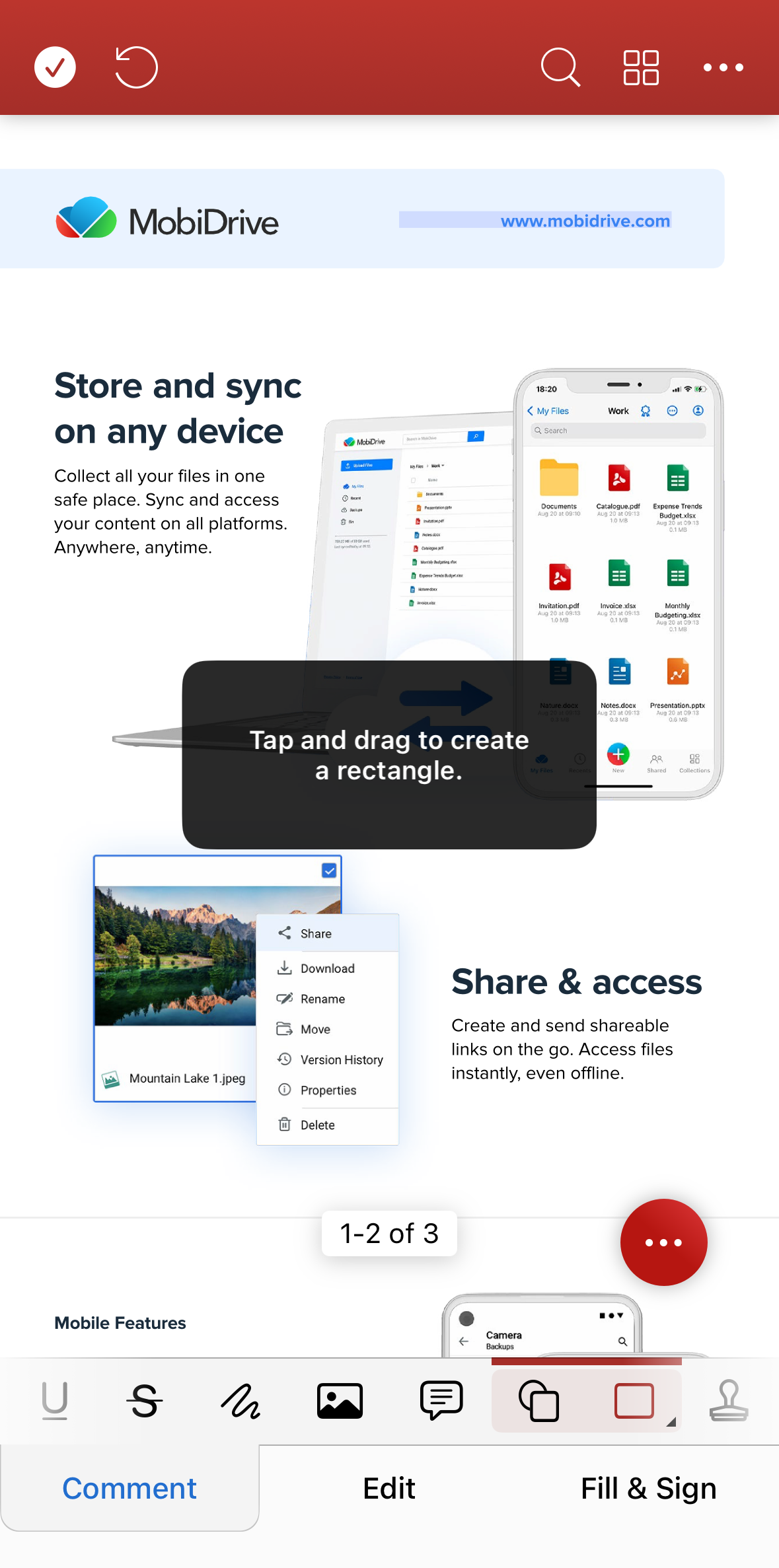 Cómo añadir anotaciones y dibujos en PDF con MobiPDF en iOS – MobiSystems