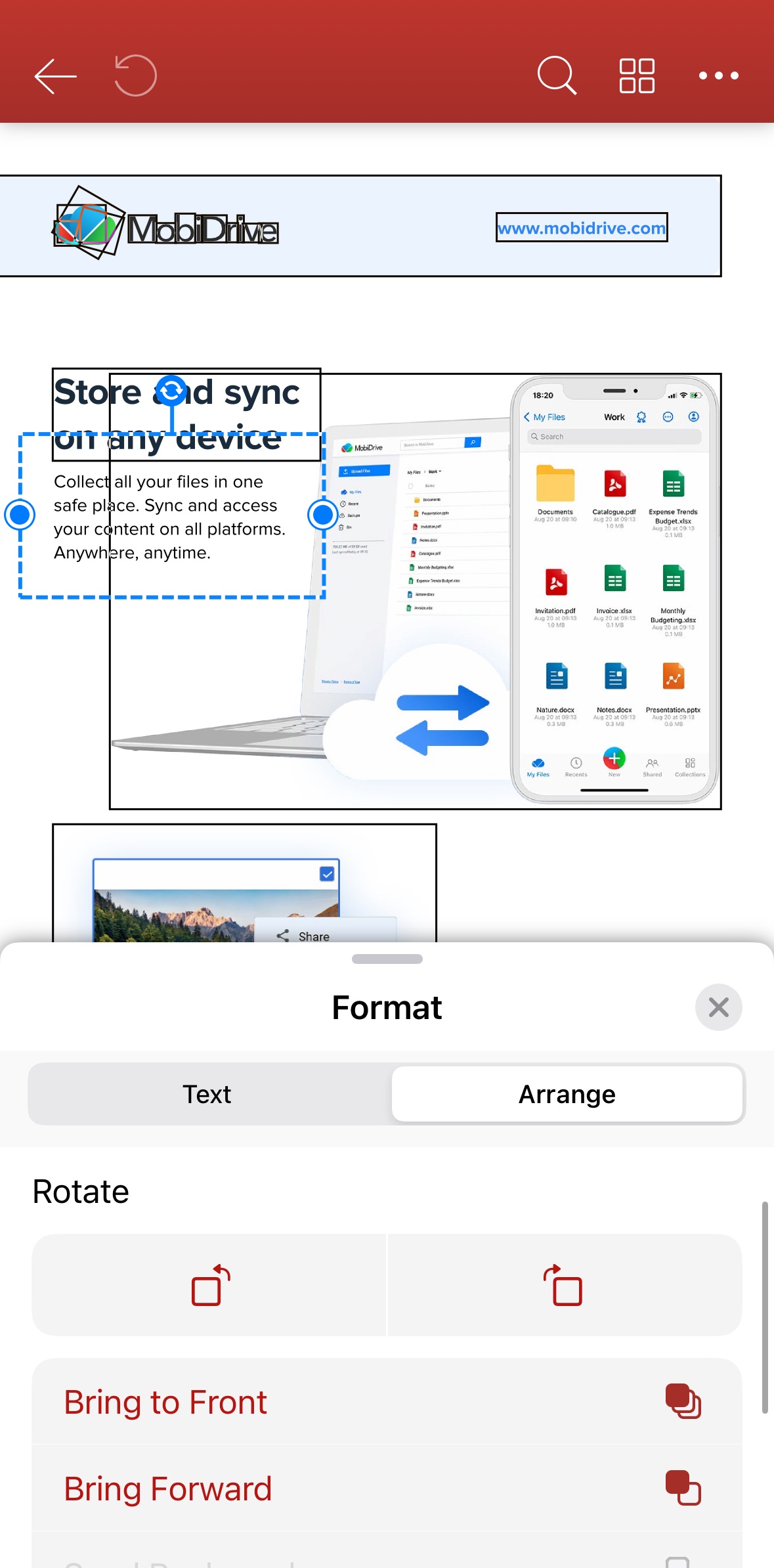 How to edit text properties in a PDF with MobiPDF on iOS – MobiSystems