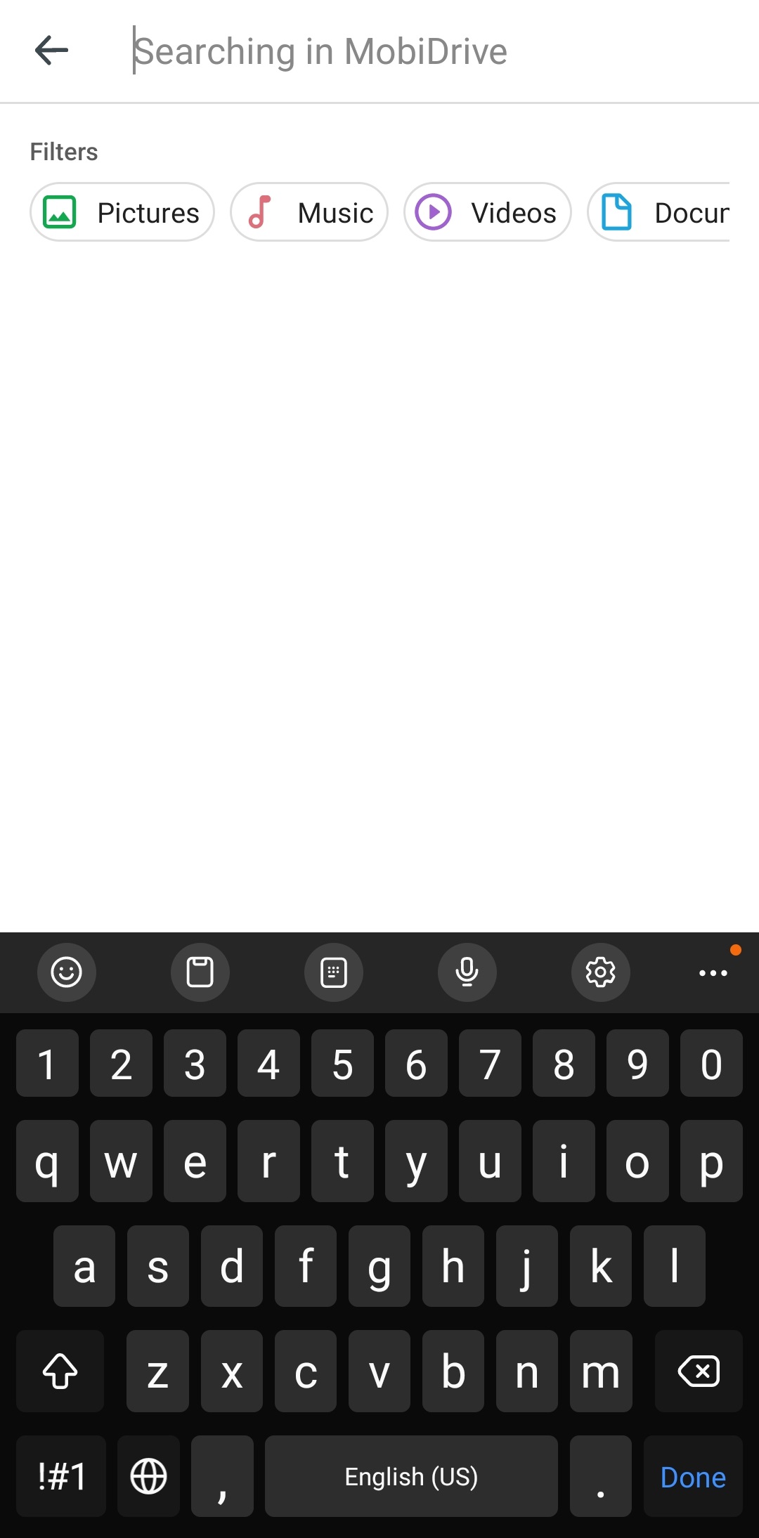 Buscar archivos en MobiDrive en Android – MobiSystems