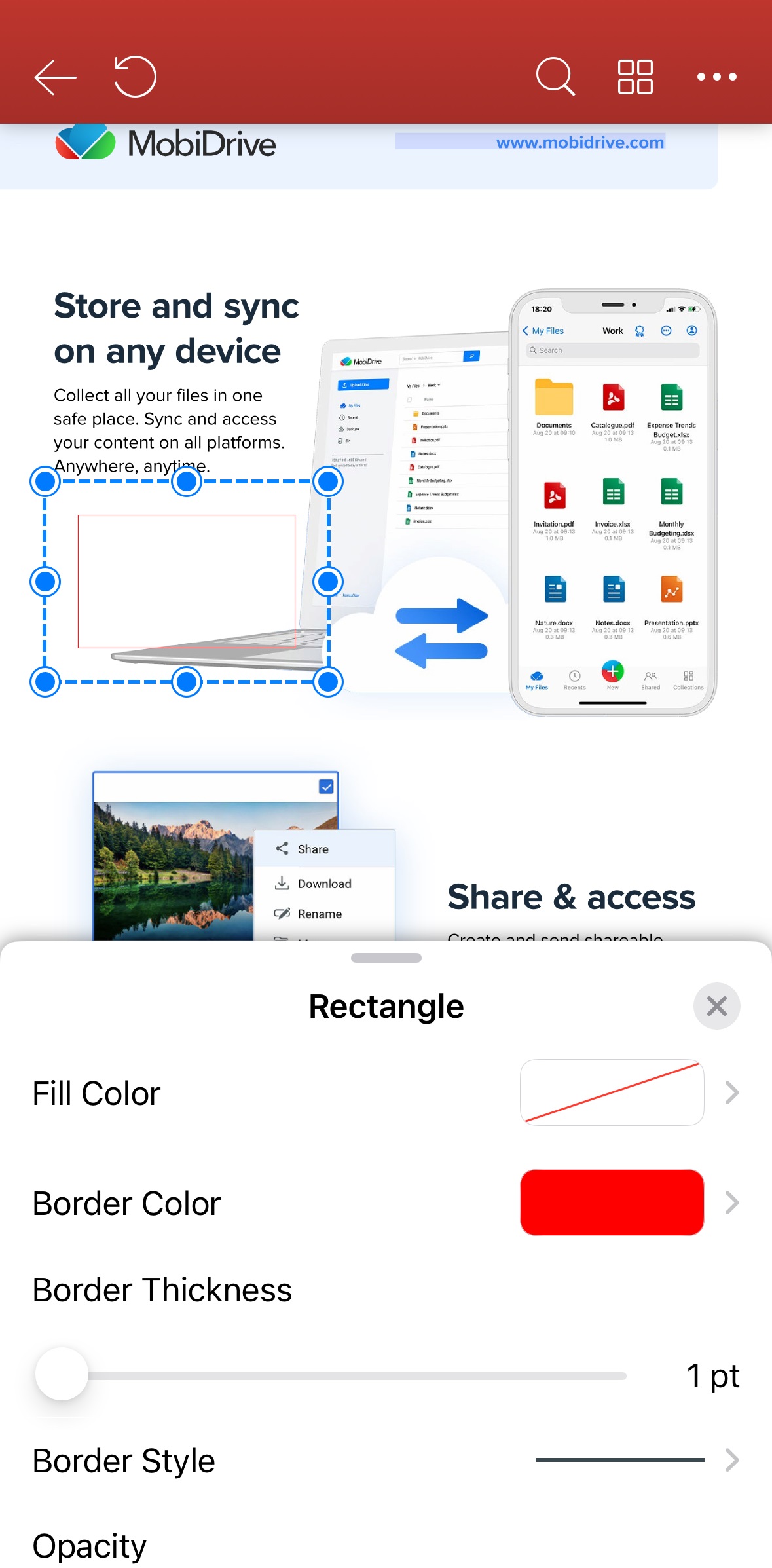 Cómo insertar, mover u organizar objetos con MobiPDF en iOS – MobiSystems