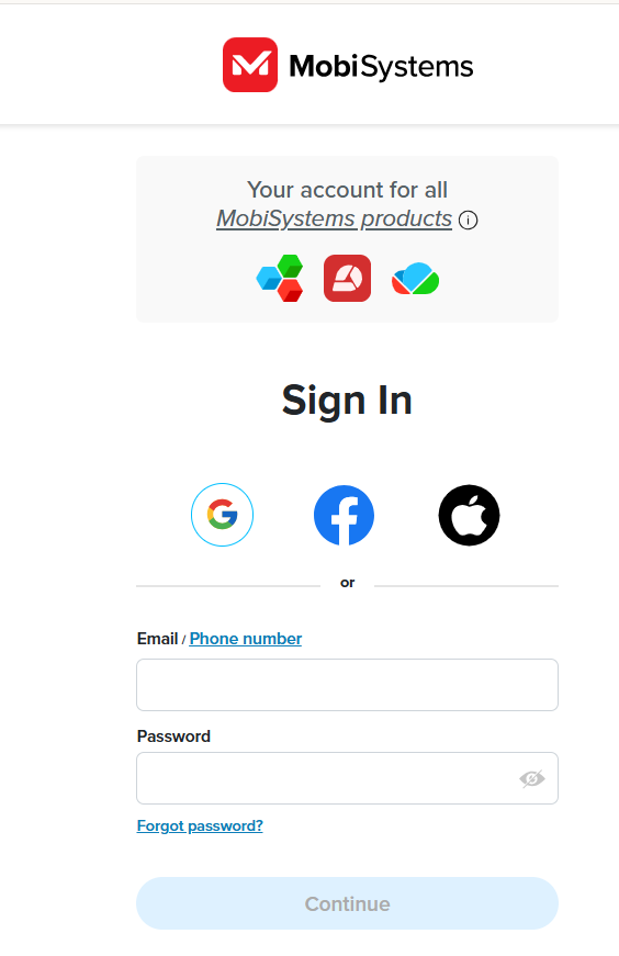 MobiOffice Online Iniciar sesión – MobiSystems