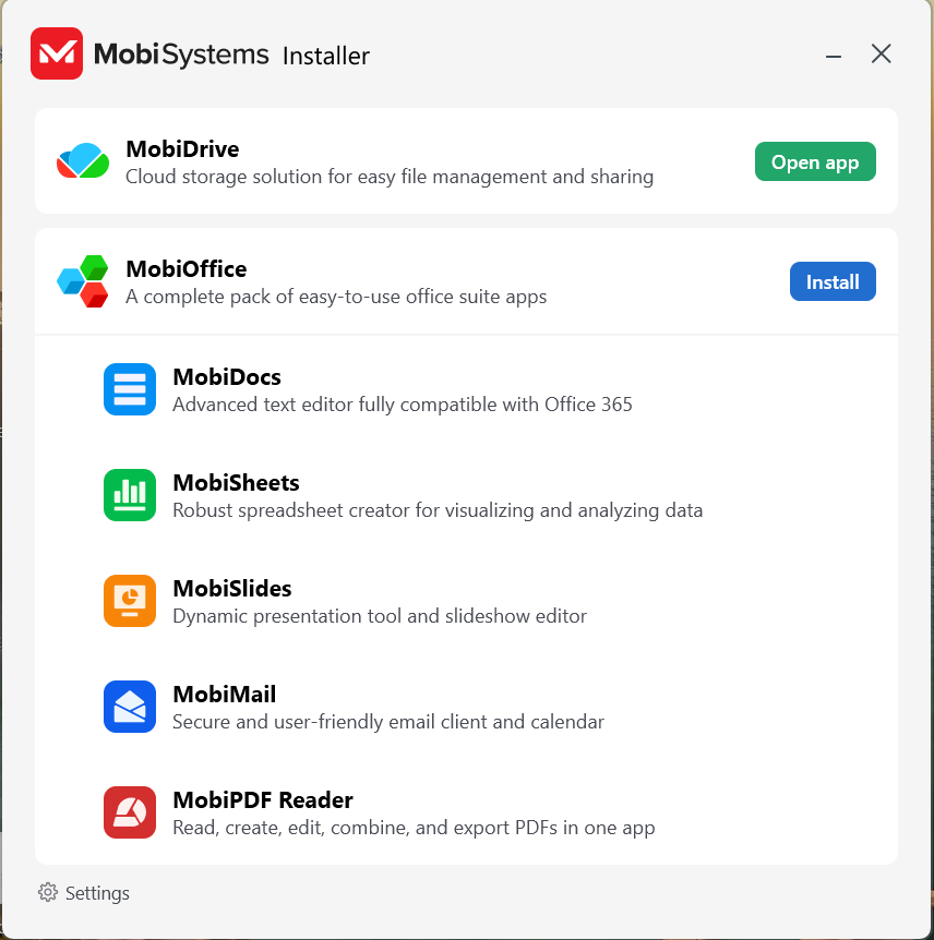 MobiPDF Reader Availability in MobiOffice (Windows) – MobiSystems
