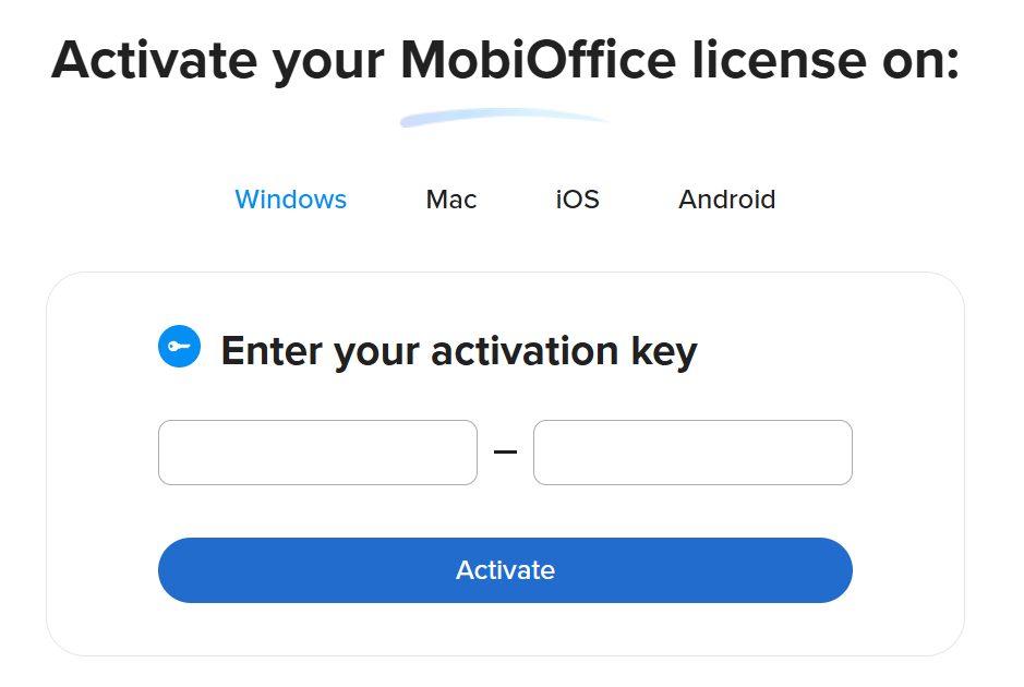 Aktivieren Sie MobiOffice Lifetime unter Windows – MobiSystems